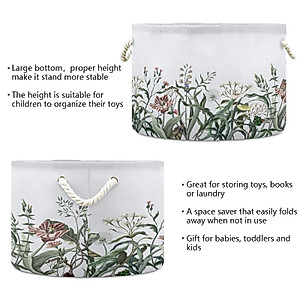 Kigai Cotton Rope Basket Wildflowers Large Storage Basket for Toys Blanket Baby Laundry Basket for Nursery, Closet, Bedroom, Home Organization