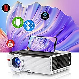 9000L Bluetooth WiFi Projector Native 1080, Full HD Video Projectors Wireless Sync Screen for Smartphones/PC, Outdoor Home Theater Projectors 4D Keystone & Zoom, with HDMI,VGA,USB,AV,Audio Port
