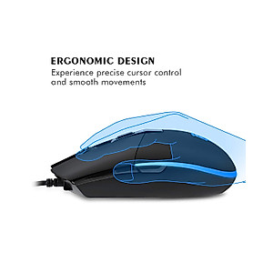EasySMX V50 RGB Wired Gaming Mouse, Ergonomic Computer Mouse with 5 Programmable Buttons, 22 Preset Macros for PUBG, 5 DPI Settings, LED Backlit USB Mouse for Laptop/PC/Windows/Linux/Mac