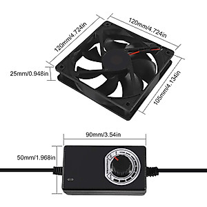 2PCS Blower Cooling Fan 120x25mm 110V 220V AC Powered Cooling Fan Dual-Ball Bearings 3 to 12V Speed Controller Fan for Receiver DVR Compatible with PlayStation Xbox Component