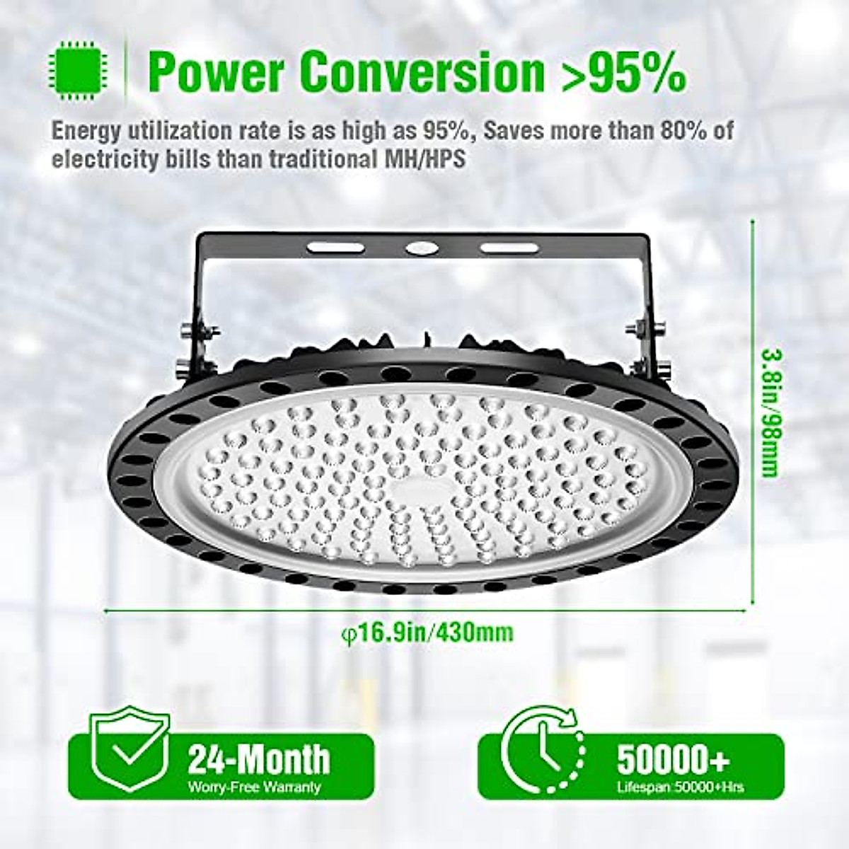 Viugreum 5 Pack 500W UFO LED High Bay Light, 50000LM 6500K Daylight White LED Warehouse Lighting, IP65 Waterproof Commercial Bay Lighting for Garage Barn Workshop Wet Location