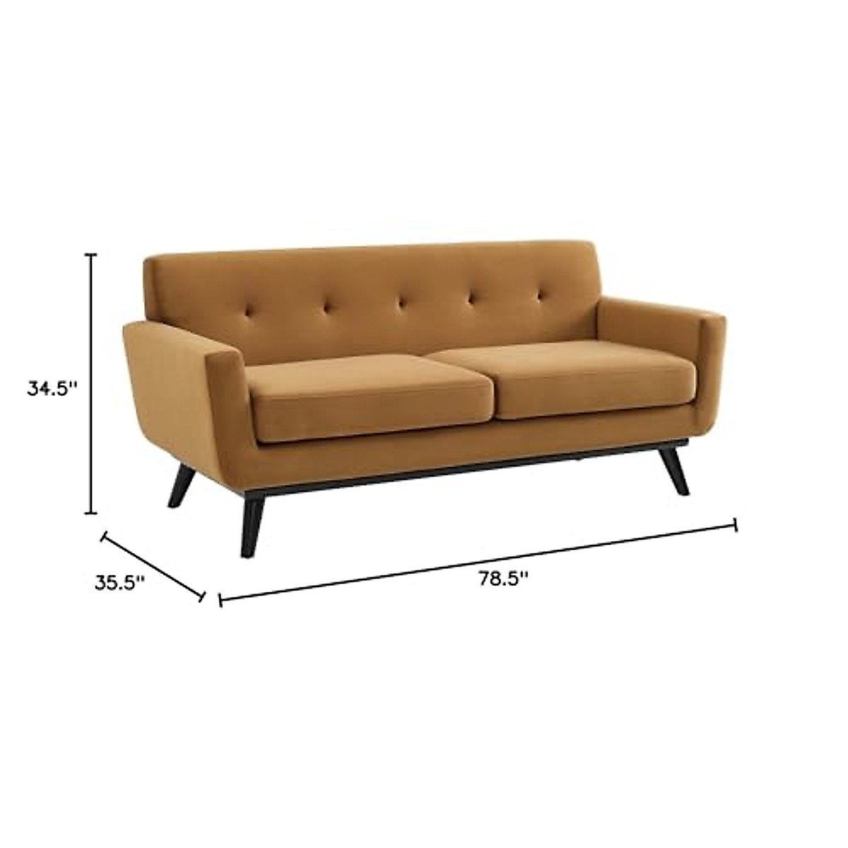 Modway Engage Performance Velvet Loveseat with Cognac Finish EEI-5599-COG