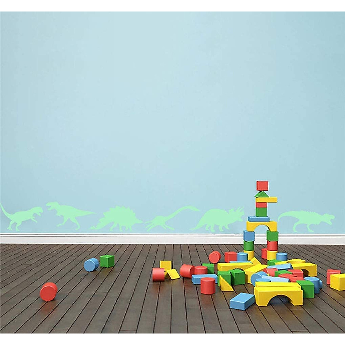 Supzone 18 pcs Dinosaurs Wall Decals Luminous Stickers Glow in The Dark Light Dino Wall Stickers Removable Vinyl DIY Wall Decor for Boys Playroom Bedroom Classroom Living Room Nursery Room