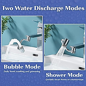 Faucet Extender, 1080° Swivel Robotic Arm Faucet Aerator Rotatable Multifunctional Extension Faucet, Large-Angle Ratating Universal Splash Faucet Attachment Adapter for Bathroom Kitchen Sink