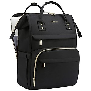 LOVEVOOK 17.3 Inch Laptop Backpack, Large Travel Backpack for Women, Water Resistant Teacher Backpack with Laptop Compartment, Professional Business Work bags with Charger, Black