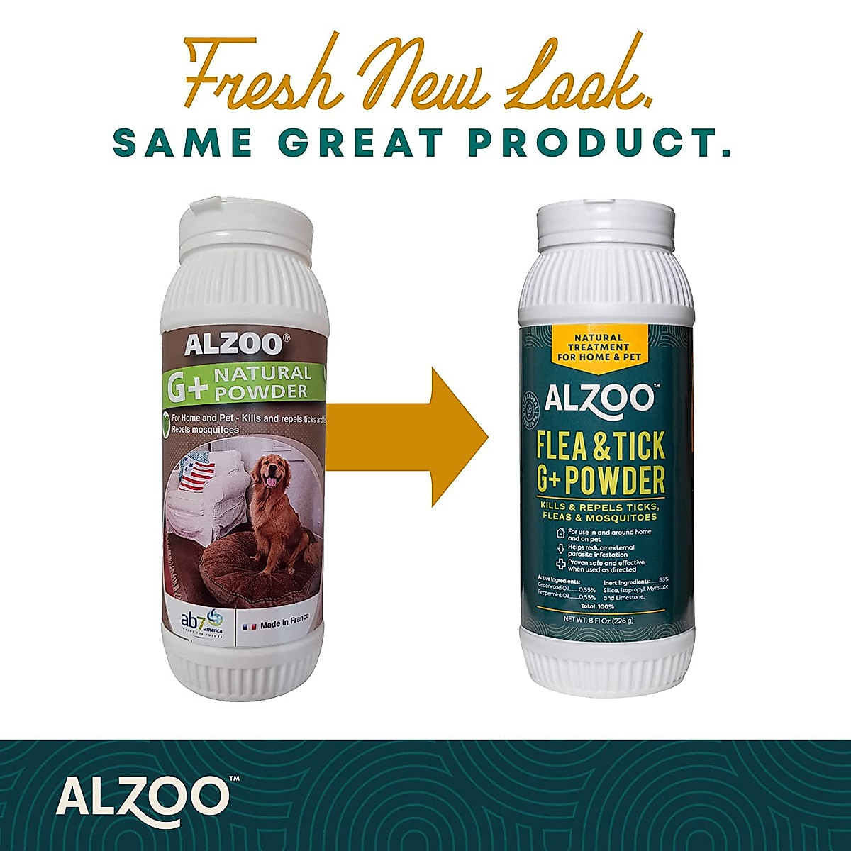 ALZOO Flea and Tick G + Powder, Helps Eliminate & Repels Ticks, Fleas & Mosquitos, for in and Around Home Use, 100% Plant-Based Active Ingredients, 8 Oz.
