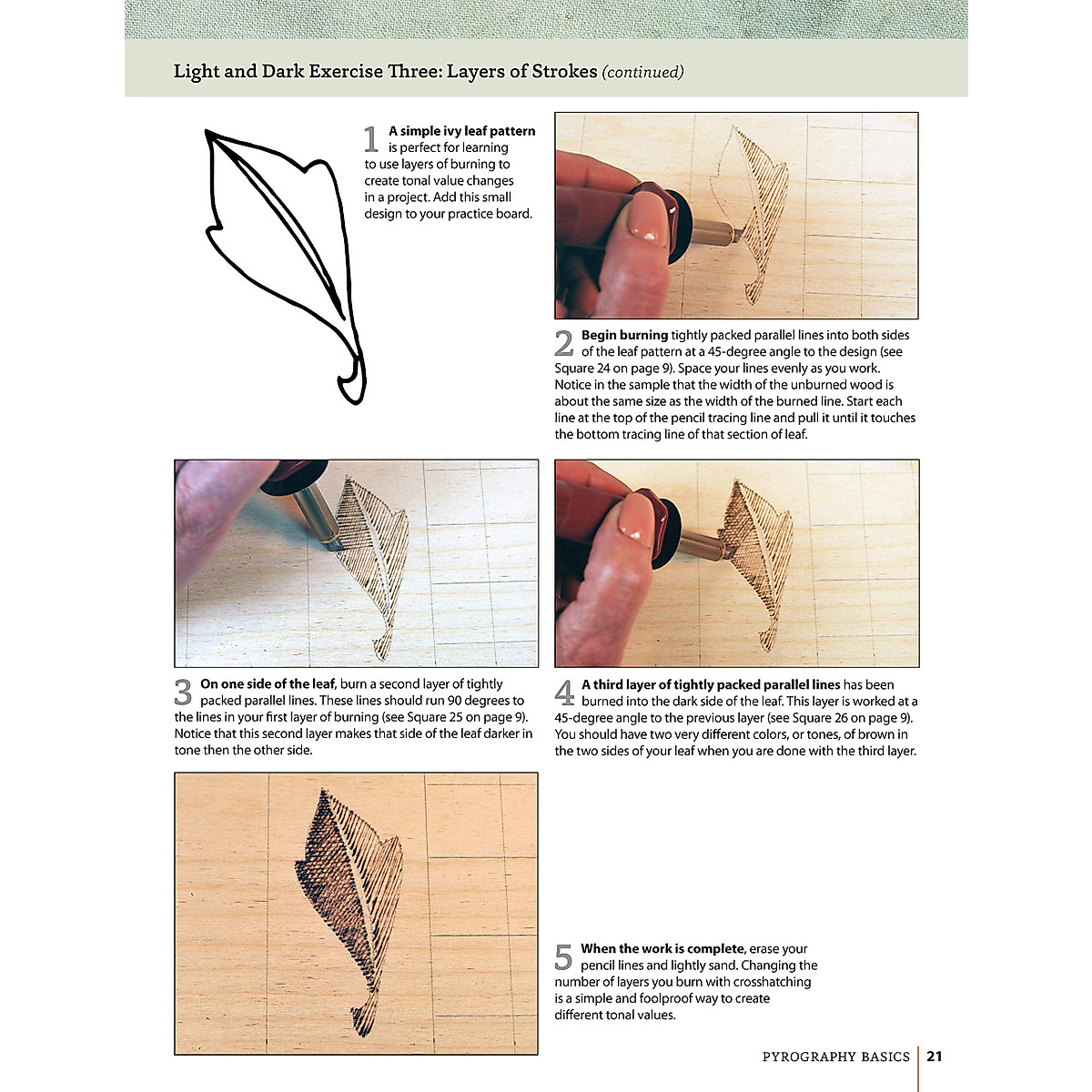 Pyrography Basics: Techniques and Exercises for Beginners (Design Originals) Patterns for Woodburning with Skill-Building Step-by-Step Instructions and Advice from Lora Irish on Texture and Layering