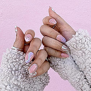 Glamnetic Press On Nails - Wild Card | Opaque UV Finish Short Pointed Almond Shape, Reusable Pastel Nails in 12 Sizes - 24 Nail Kit with Glue
