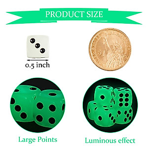 36 Pieces Glow in The Dark Dice Set, Luminous Dice 6 Sided with Black Velvet Pouches for Board Games, Activity Casino Theme Party Favors