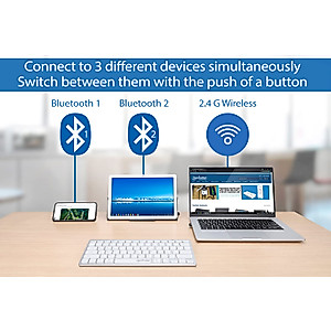 Manhattan Small Bluetooth Wireless Keyboard - Dual Modes of 2.4G + Bluetooth 4.2 - Connects Up To 3 Devices – Slim Mini Size – for Tablet, Mac, iPad, Apple, Android, Windows –3 Yr Mfg Warranty –180566
