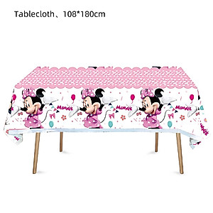 ChezMax 41pcs Minnie Mickey Mouse Party Supplies 20 Plates + 20 Napkin + 1Tablecloth Minnie Mickey Mouse Birthday Party Decorations, for Girl and Boy (41pcs)