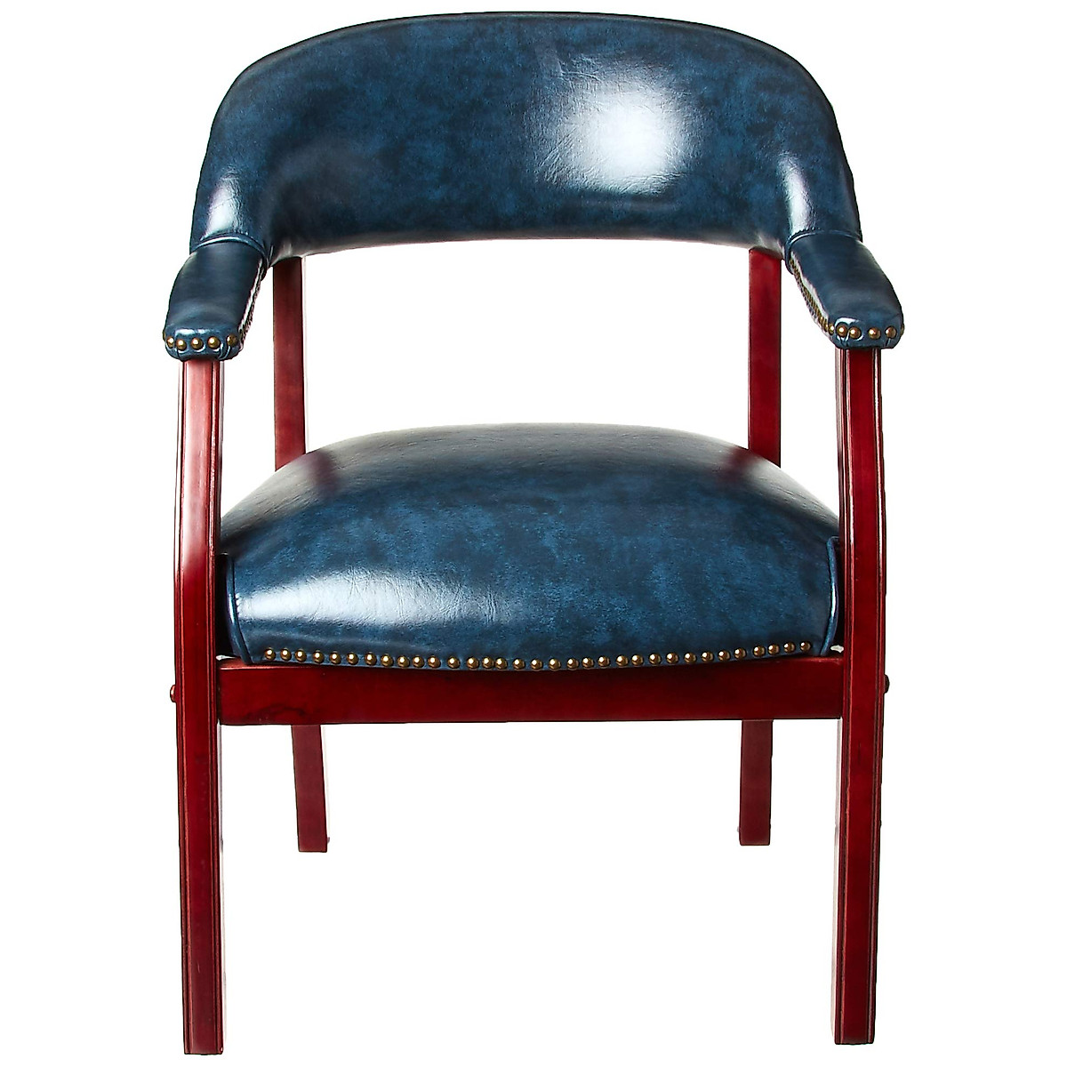 Boss Office Products Ivy Leauge Vinyl Executive Catain's Chair in Blue