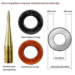 DIOLILI Dart Shaft O-Ring Applicator Tool+200 Pcs Black Rubber O-Rings+200 Pcs Red Silicone Ring+50 Pcs Dart Steel Rings Accessory Washers Keep Shafts Tight …