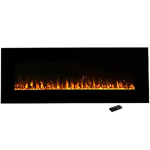 Northwest Electric Fireplace Wall Mounted Color Changing LED Fire and Ice Flames, NO Heat, Multiple Decorative Options and Remote Control, 54", Black