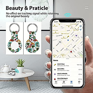 Hawaiian Surfer Retro Palm Trees Flowers Leather AirTag Case Compatible with Apple AirTag, 1-Pack Keychain Anti-Scratch Protective Skin Cover for Dogs Keys Backpack (2021)