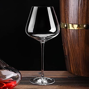 14oz Red Wine Glasses Set of 6,Clear Crystal Burgundy Glasses for Wine Tasting,Luxury Long Stem Glassware Modern Wine Glasses for Anniversary,Wedding,Birthday