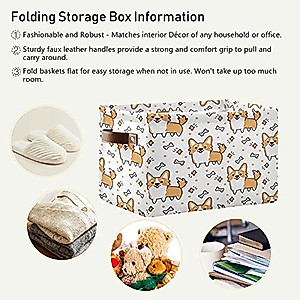 Cute Animal Dog Pattern Storage Bin with Handle Foldable Canvas Storage Basket Box Cube Organizer for Bedroom Home Office Closet Shelve Clothes Toy,1PC