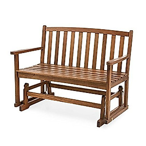 Plow & Hearth 62A34-NT Eucalyptus Wood Glider, 46" x 26.5" x 35.5", Natural