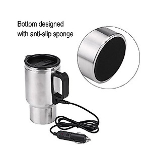 12V Car Heating Cup Car Heated Mug, 450ml Electric Mug Stainless Steel Travel Coffee Cup