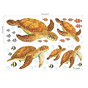 DECOWALL WL2-2011 Sea Turtles Wall Stickers Wall Decals Peel and Stick Removable Wall Stickers for Kids Nursery Bedroom Living Room décor