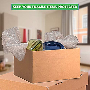 Air Bubble Cushioning Wrap large Rolls for Heavy-Duty Packing, Moving, Shipping, Packaging Boxes Mailers | 12 Inch x 72 Feet Total, Perforated Every 12"| 2 Pack, 36' Roll | 30 Fragile Sticker|USA Made