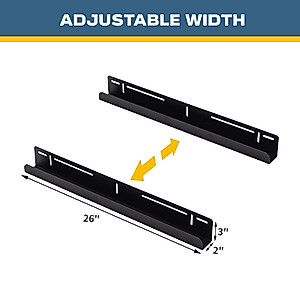 GUDESEN Overhead Bin Rack for Nine Bins | Overhead Garage Storage Rack to Mount on Ceiling with Adjustable Width | Supports Most Black and Yellow Storage Bins (4 Pack)