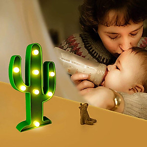 KiBlue Cactus Decor Cactus Light Cactus Party Decoration Gift Party Cute Cactus Table Lamp Battery Operated for Desk,Bedroom,Wall Decoration,Baby Shower,Kids' Room,Living Room,Home Decorations