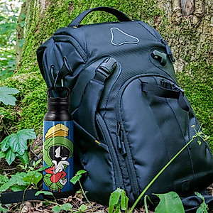 Looney Tunes OFFICIAL Marvin the Martian 24 oz Insulated Canteen Water Bottle, Leak Resistant, Vacuum Insulated Stainless Steel with Loop Cap, Black