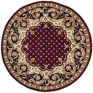 SAFAVIEH Naples Collection 6' Round Burgundy / Black NA701A Handmade Traditional Premium Wool Area Rug