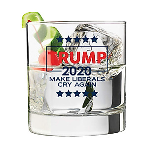Patriot's Cave 45TH PRESIDENT WHISKEY GLASS | MAKE LIBERALS CRY AGAIN | RESTAURANT HEAVY CHIP RESISTANT 11OZ ROCK GLASSES | MADE IN USA
