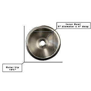 Class A Customs | 10" Round Stainless Steel Sink | 300 Series Stainless Steel | RV Camper Motor Home Sink | Concession Sink | 22 Guage