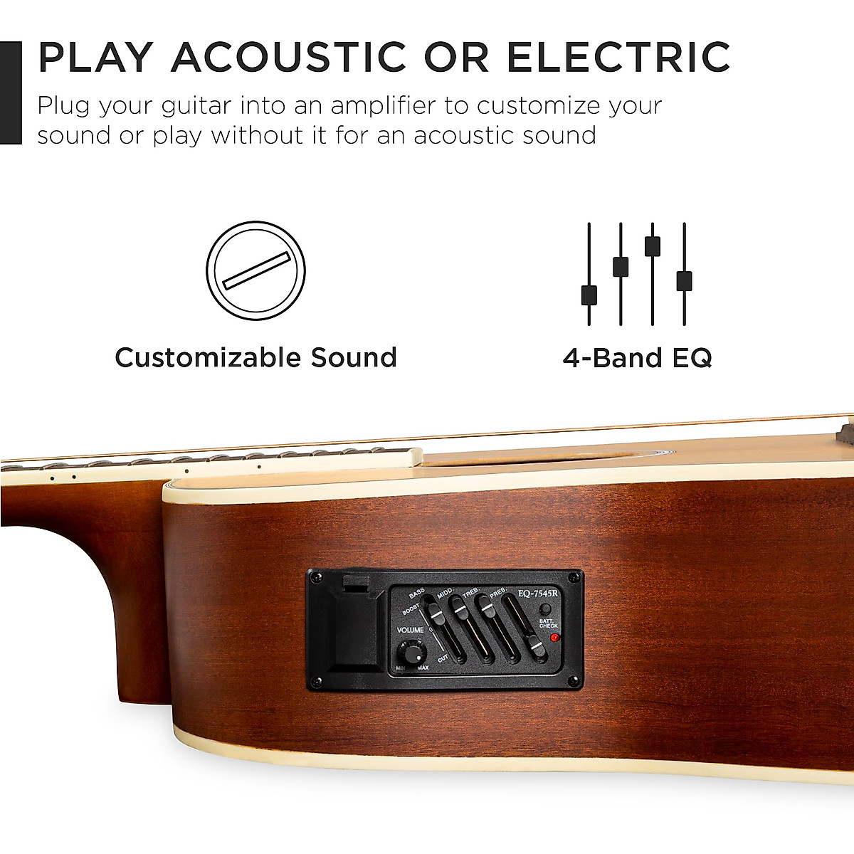 Best Choice Products Beginner Acoustic Electric Guitar Starter Set 41in w/All Wood Cutaway Design, Carrying Case, Strap, Picks, Cable - Natural