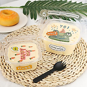 OUKEYI Cake Slice Plastic Containers with Lids, Portable transparent flower basket thousand layer cake packaging box， Food Box, Take Out Togo Packaging for Home, Bakery and Cafe Business (25 Pack)