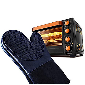 Hooshion 1 Pair Silicone Heat Resistant Gloves ,Thicken Non-Slip Oven Mitts Cooking Gloves Grilling Gloves Multipurpose Oven Mitts (Orange)