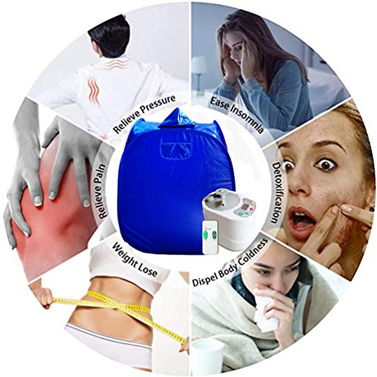 ZONEMEL Portable Steam Sauna for Home, Personal Full Body Spa for Relaxation, Spa Tent with Hood, 2L 900W Steam Generator with Remote Control-(Blue, L 33.5”x W 32.3”x H 41.7”)