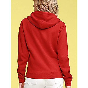 WSK954 Womens Active Fleece Zip Up Hoodie Sweater Jacket XL RED