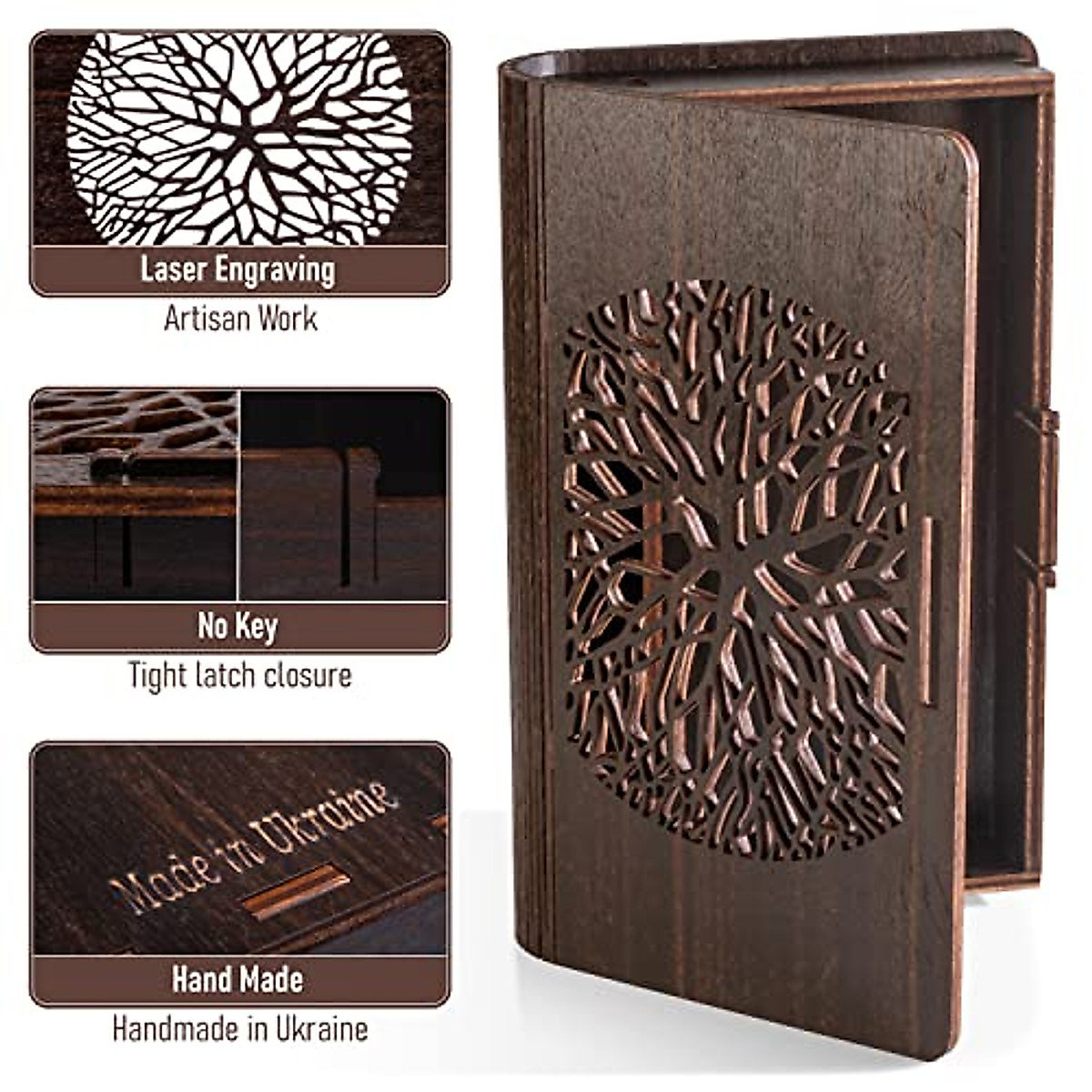 Handmade Wooden Gift Box - Keepsake Memory Box, Trinket Holder, Unique Gift Box holder for Jewelry, Gift card, Souvenir for Birthday, Christmas, Baby or Bridal Shower, Him or Her (Tree of Life)