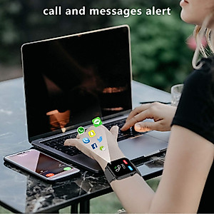 Esprosper Smart Watch for IP68 Waterproof 5ATM, Fitness Tracker Heart Rate Monitor Sports Digital Watch with 1.4" HD Square Shaped Screen and Silicone Strap (Black)