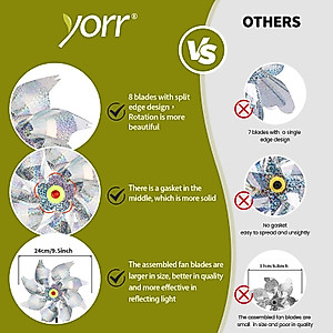 12Pack Pinwheels for Yard and Garden, Reflective Pinwheels to Scare Birds Away, Sparkly Sliver Pin Wheels with Bird Scare Tape for Outside (Pack of 12)