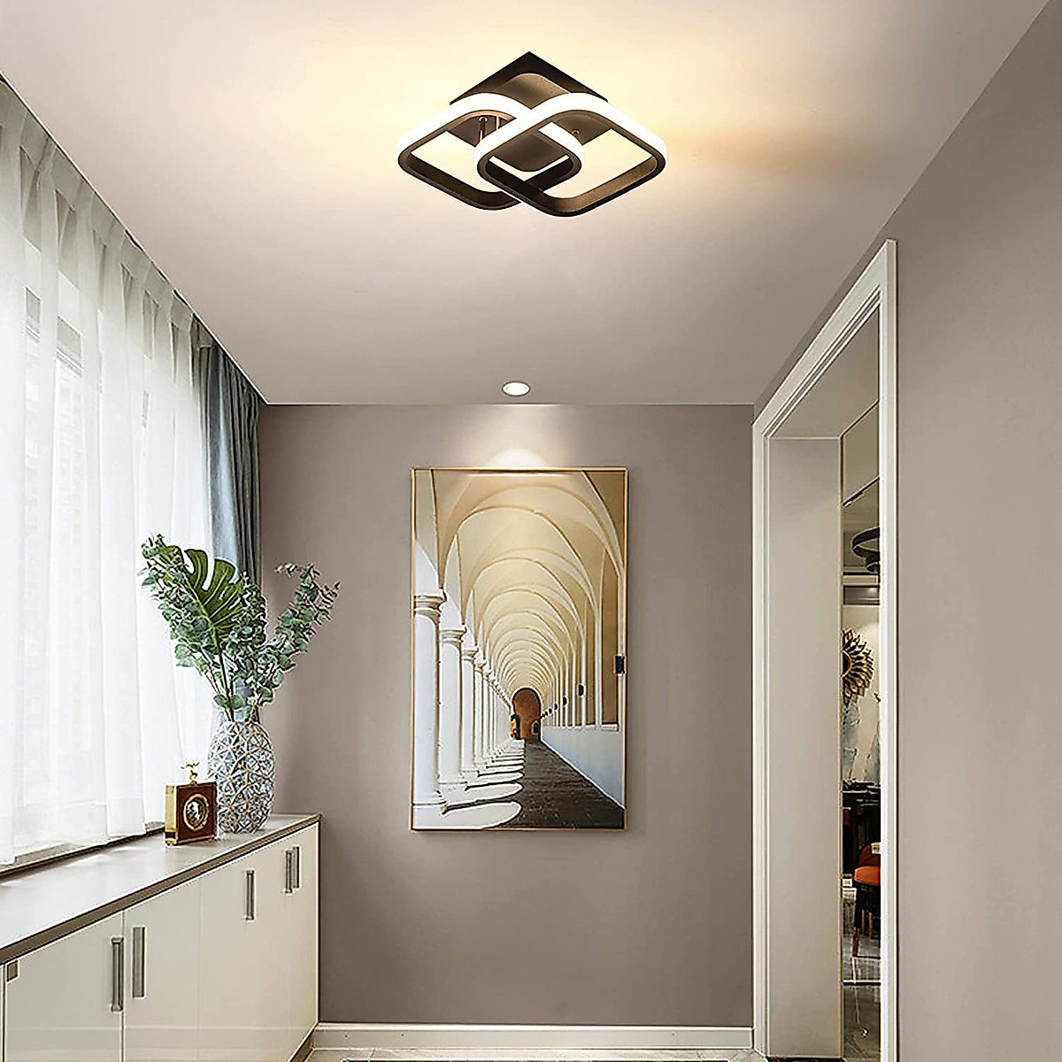 ADISUN Motion Sensor LED Ceiling Light, 22W Black Mount Motion Activated Light Fixture Ceiling lamp for Closet Laundry Bathroom Hallway Stair Porch Basement, Warm White 3000K