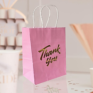 XIAMUY 50Pcs Gift Bags Medium, 8x4.25x10 Inch Paper Bags For Gifts, Thank You Gift Bags With Handles, Pink Shopping Bags, Paper Gift Bags For Christmas, Holiday, Business