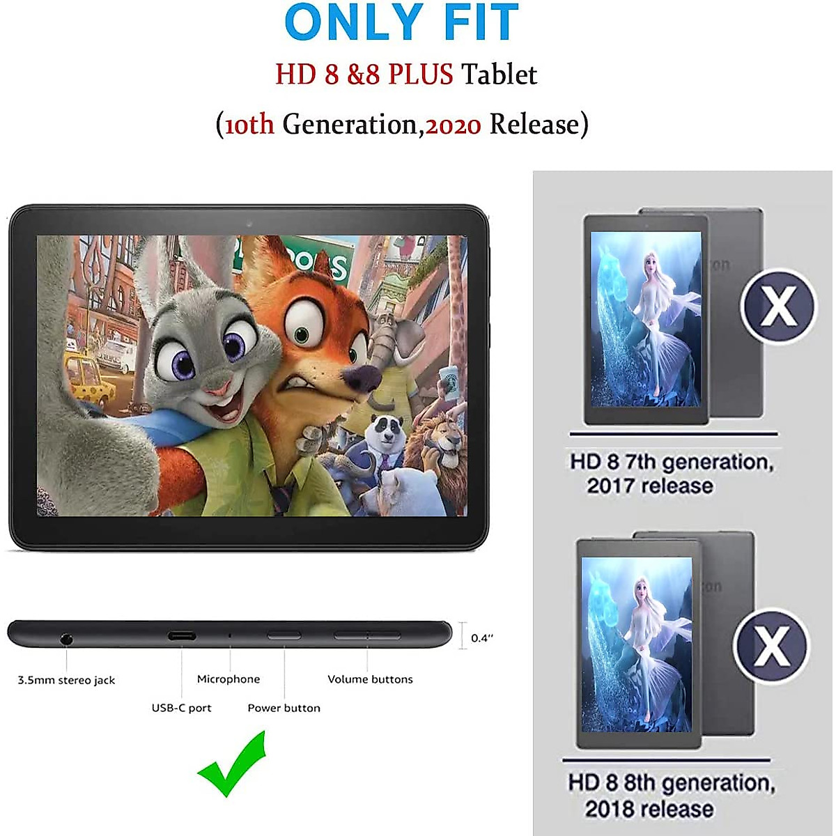 LEDNICEKER Kids Case for H D 8 & Plus 2020 & 2022 - Lightweight Shockproof Handle with Stand Kid-Proof Case for H D 8 inch Tablets (2022/2020 Release) - Purple