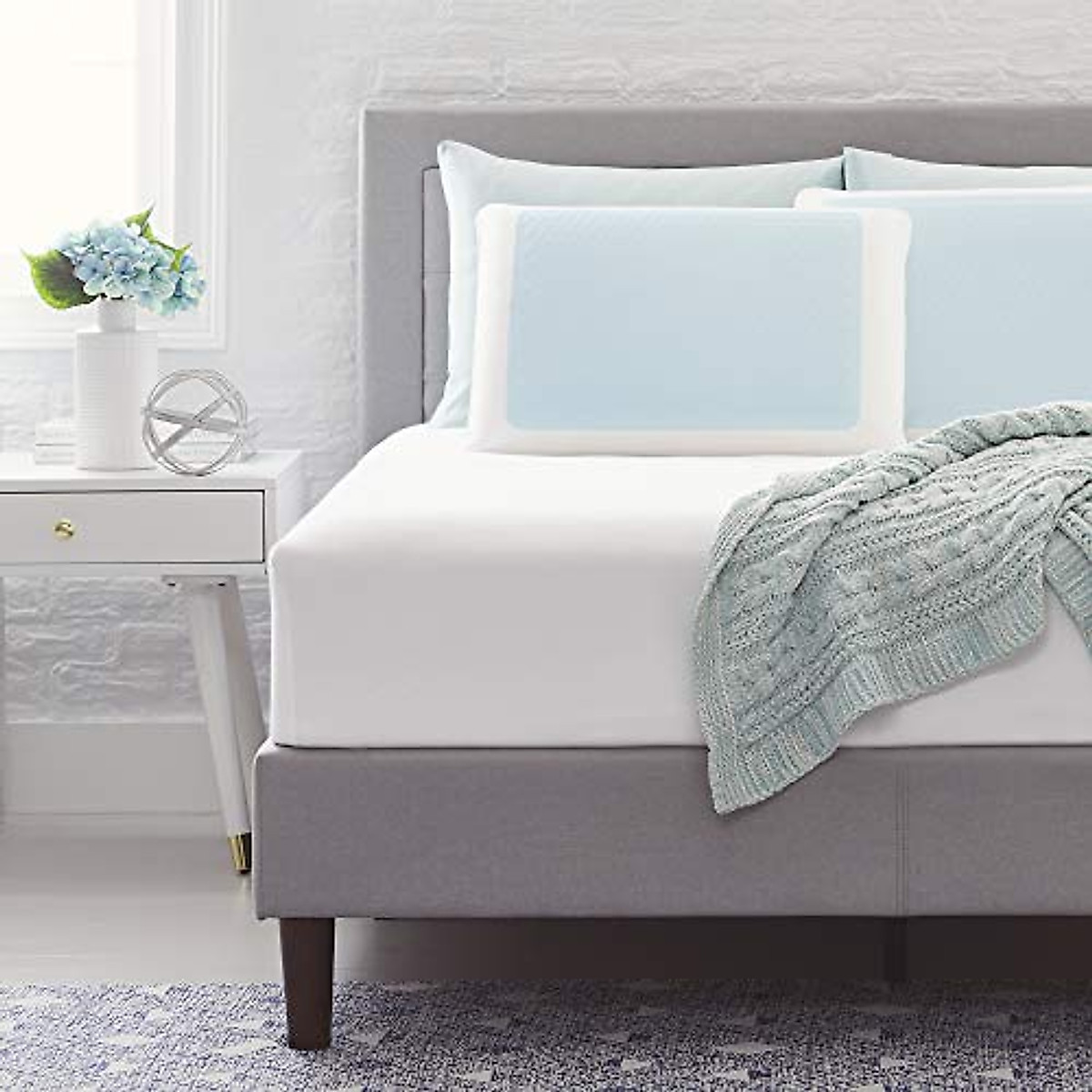 Comfort Revolution Blue Bubble Gel + Memory Foam Pillow, Standard (Pack of 1), White