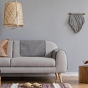 4 Pcs Recliner Covers Sherpa Arm Covers for Recliner Chair Recliner Headrest Protector Armrest Slipcovers with Storage Pockets Sofa Headrest Protector Couch Furniture for Living Room, Gray