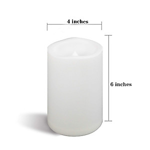 YINCHI Outdoor Waterproof Flameless Candle with Timer Flickering Large Plastic Battery Operated LED Lantern Light Bright Electric Pillar for Outside Patio Garden Party Wedding Decorations 4”(D)x6”(H)