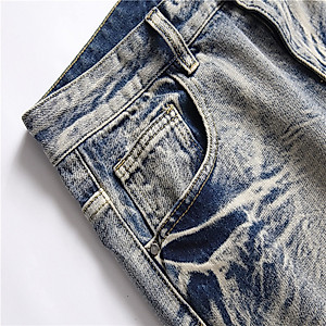 Ripped Jeans for Men Slim Fit Distressed Holes Stretch Denim Pants Classic Destroyed Straight Leg Comfort Jean (Blue,30)