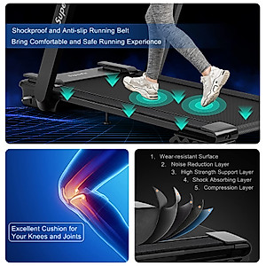 GYMAX Folding Treadmill, 4HP Running Machine with LED Touch Screen, Smart APP Connection, Free Installation Fitness Workout Treadmill for Home Gym
