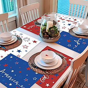 Veterans Day Placemat Set of 6 Patriotic Freedom Stars Place Mats 4th of July Memorial Day Plastic Table Mats Independence Day Place Mats Holiday Table Placemats for Indoor Outdoor Party Dining Table