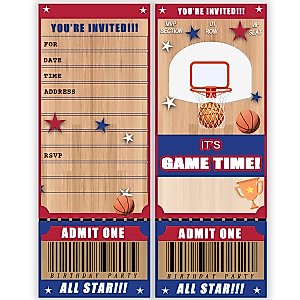 wuguimeii All Star Sport Football, Basketball Birthday Invitation, Soccer Invitation, Sport Game Invite Theme (20 Set with Envelopes)