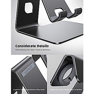Lamicall Stand for Apple Watch Phone Holder 2 in 1 Desktop Stand Holder Charging Station Dock Compatible with Apple Watch SE Series 8/7/6/5/4/3/2 Ultra [Charging Cable Not Include]